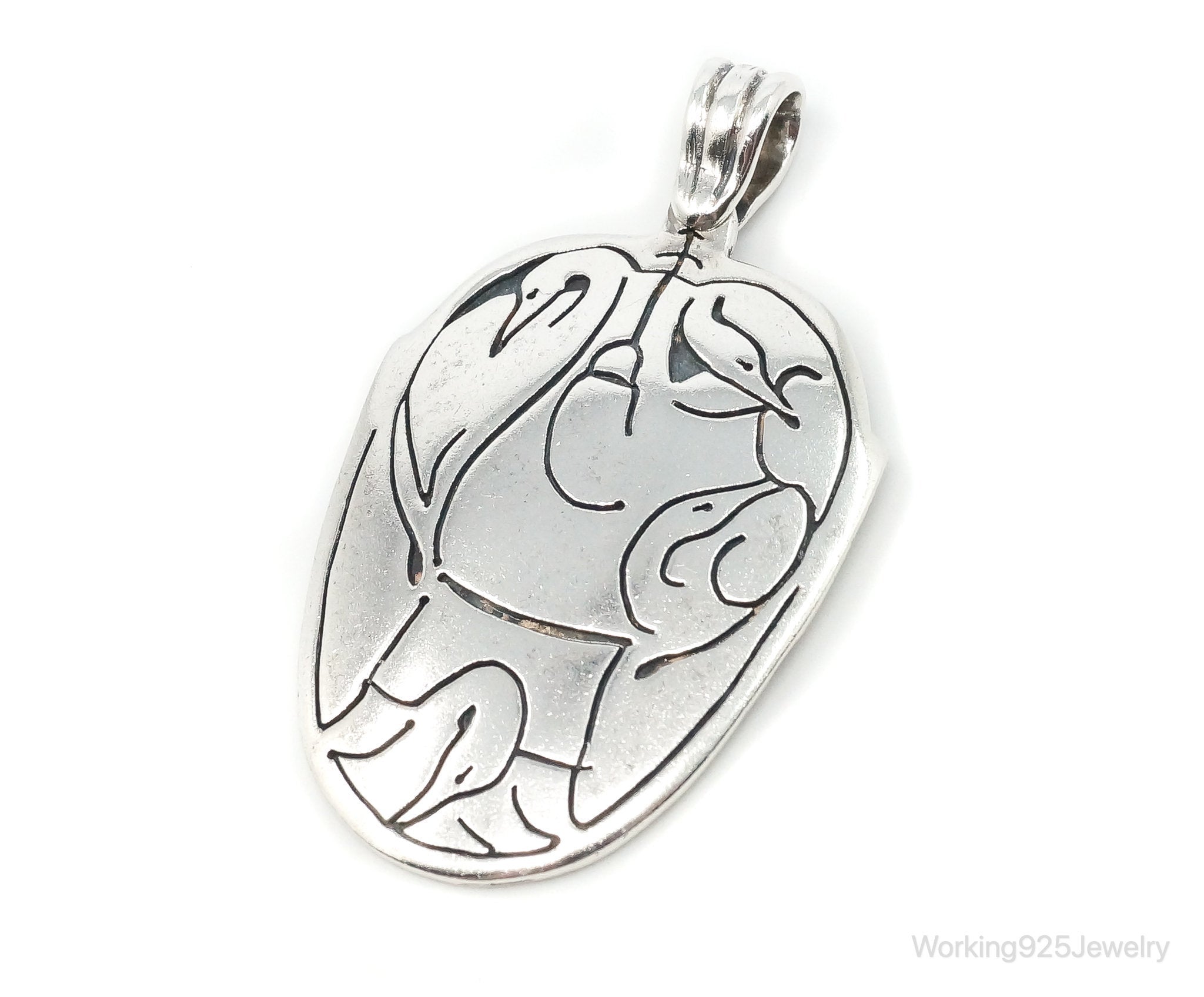 Vintage Native American DRP Sleeping Peaceful Birds Sterling Silver Pe ...