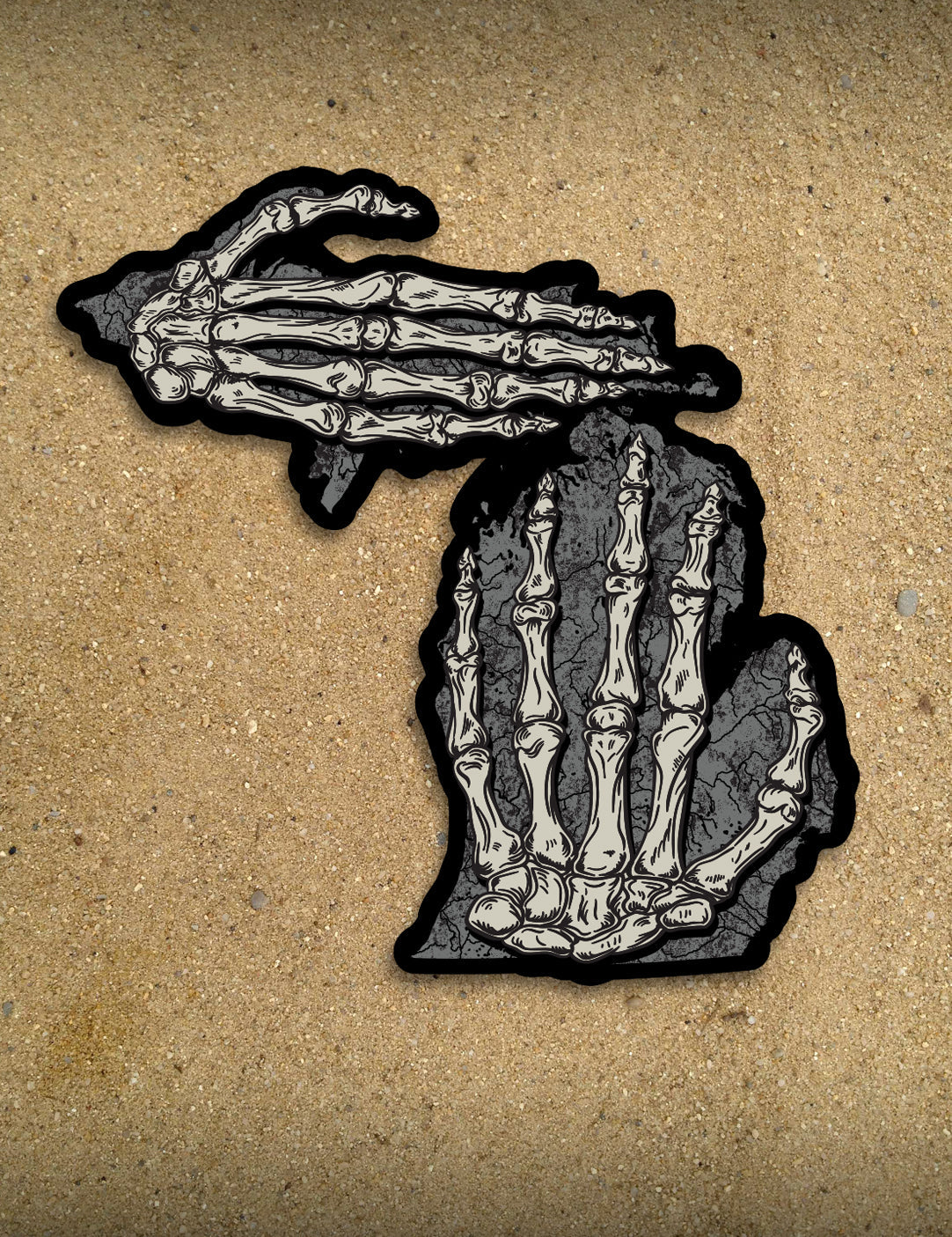 Skeleton Hand - 4" Michigan Sticker – EastMichNatives Nature Store